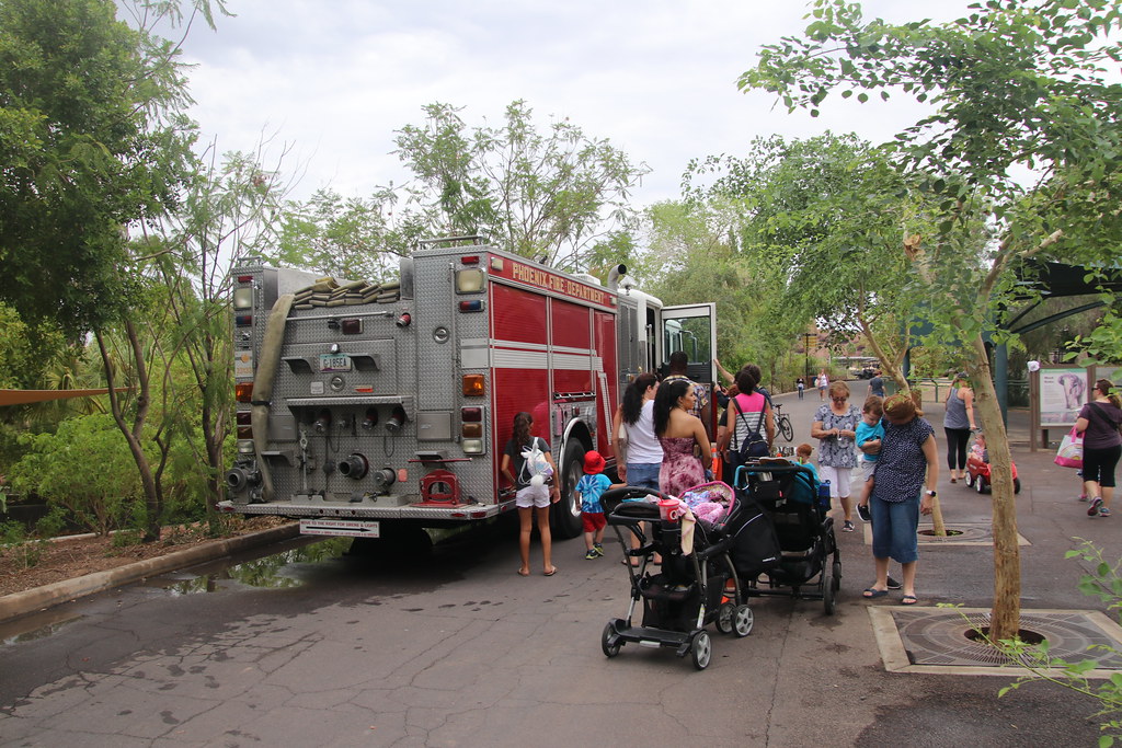 Winter in July at the Phoenix Zoo: Reba the Asian elephant's shower with the Phoenix Fire Department, July 14, 2018