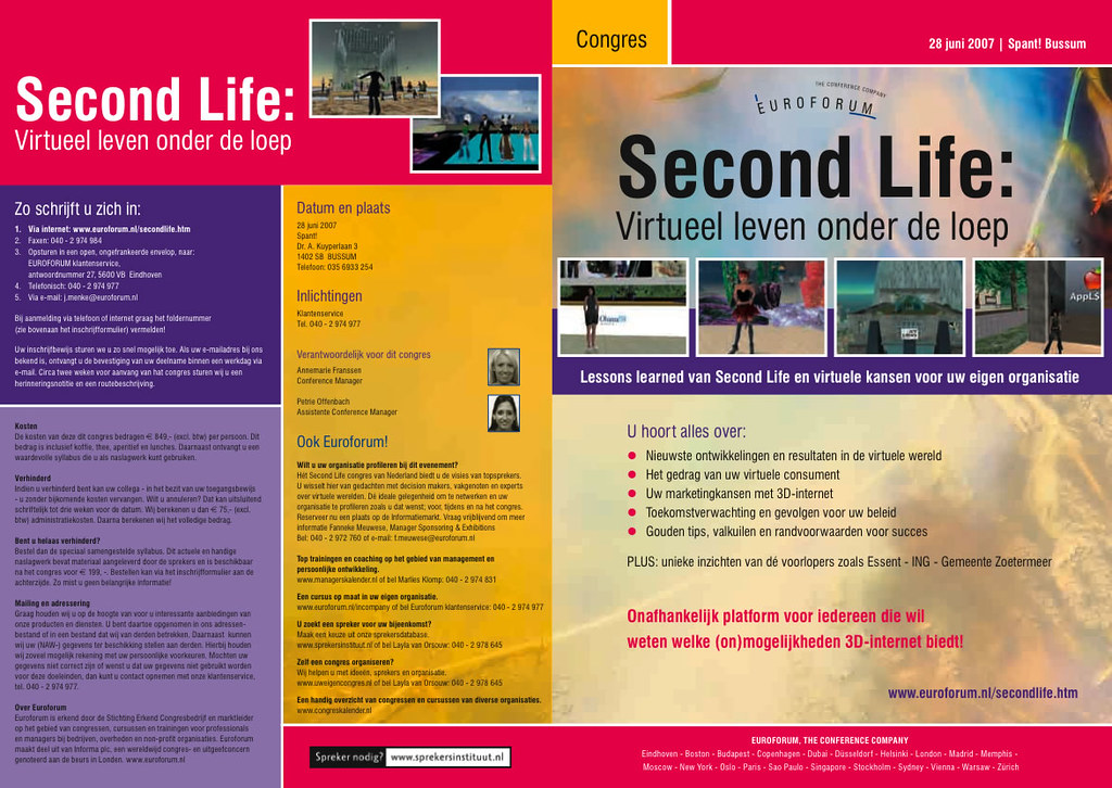 Second Life in the Netherlands Conference Brochure | Flickr