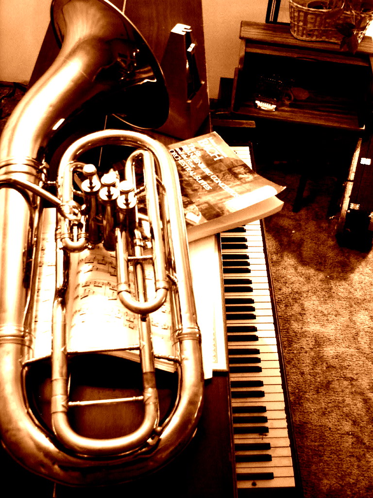 PICT2180 Old tuba old piano and old music - a photo on Flickriver