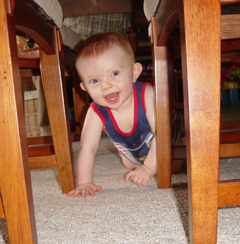 Crawling under the table | Himself, at 10 1/2 months, lookin… | Flickr