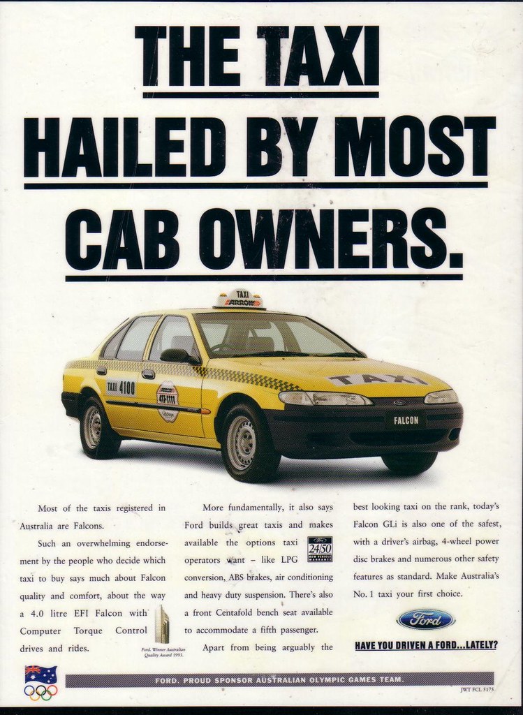 1995 Ford EF Falcon Taxi Ad - a photo on Flickriver