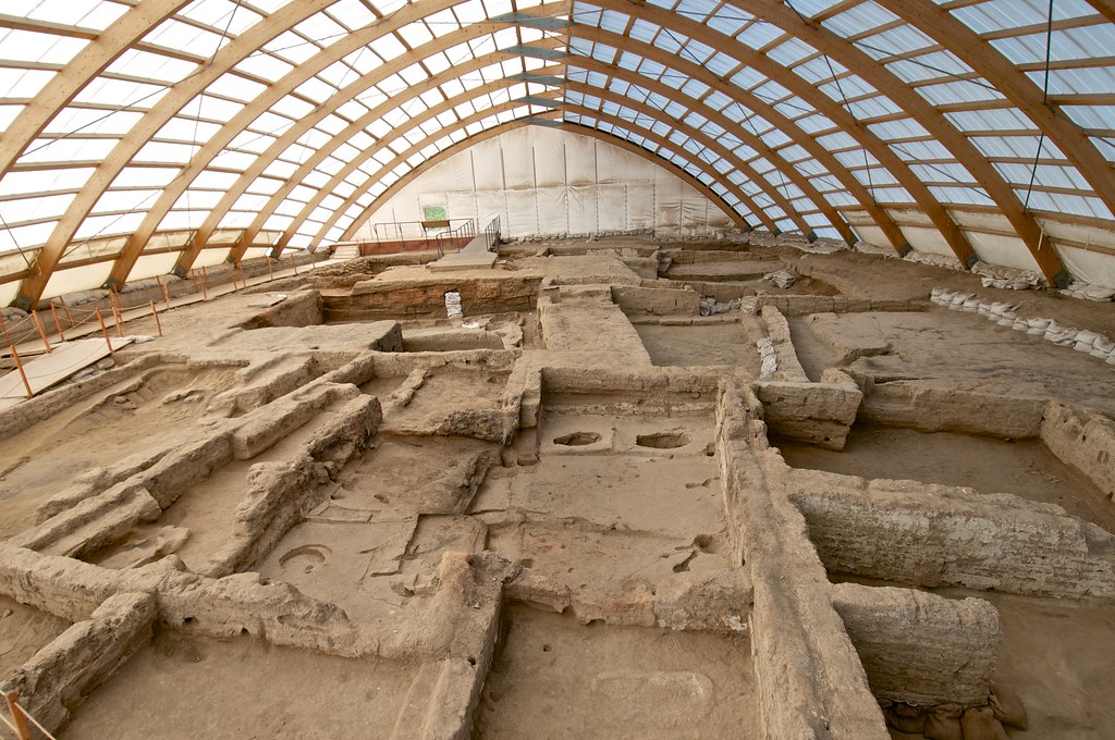 North Area Archaeological Excavation Interior Under Curved Timber Shelter — End of the 2014 Field Season