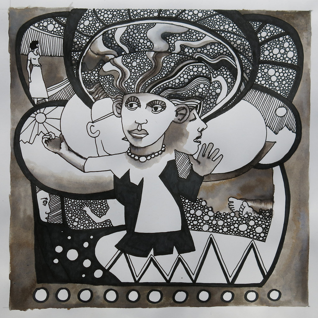 Cosmic drawing | Pen and ink wash, 2017 | Colin Rhodes | Flickr