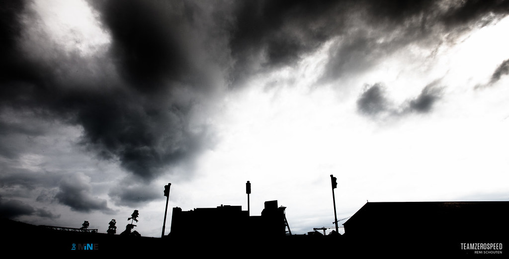 Type-R Photoshoot at Mijnmuseum Beringen: silhouettes under a dramatic storm sky