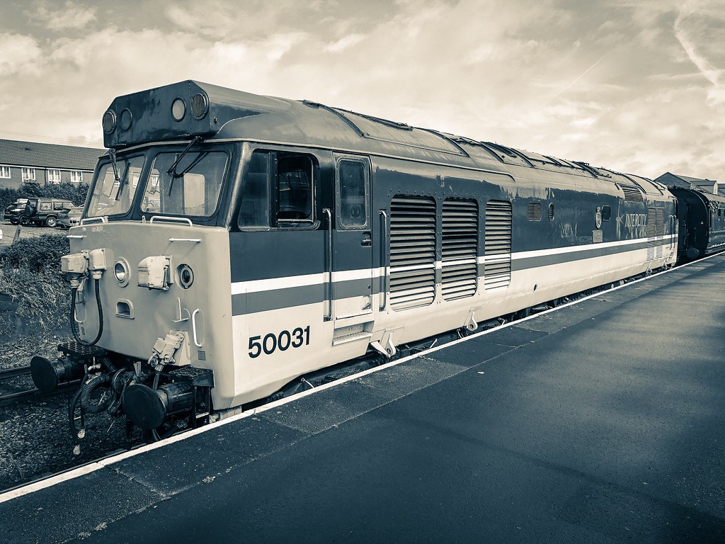 British Rail Class 50, Pre-TOPS D431, TOPS 50031, at Kidderminster ...