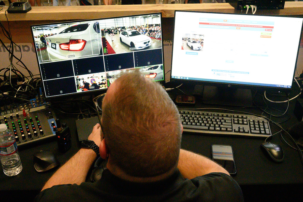 US Marshals Vehicle Auction Control Desk in Woodland, CA — Multi-Monitor Monitoring of Car Listings
