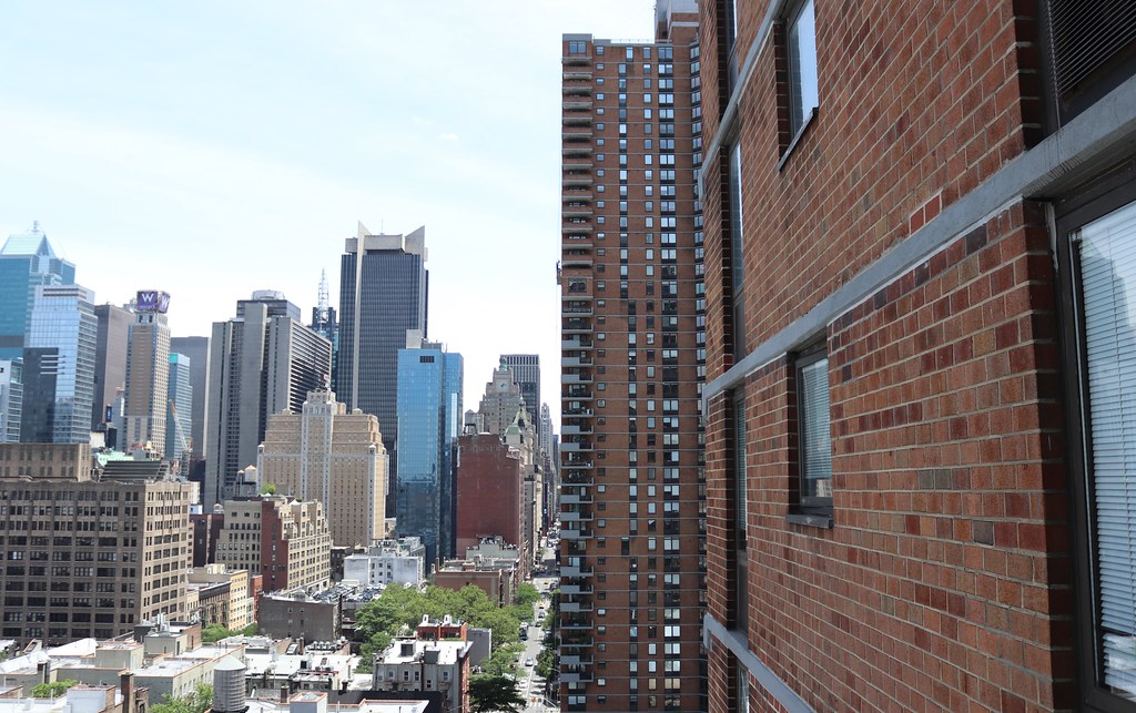 Midtown NYC from a 19th-floor vantage at Manhattan Plaza, northeast-facing cityscape (June 25, 2021)