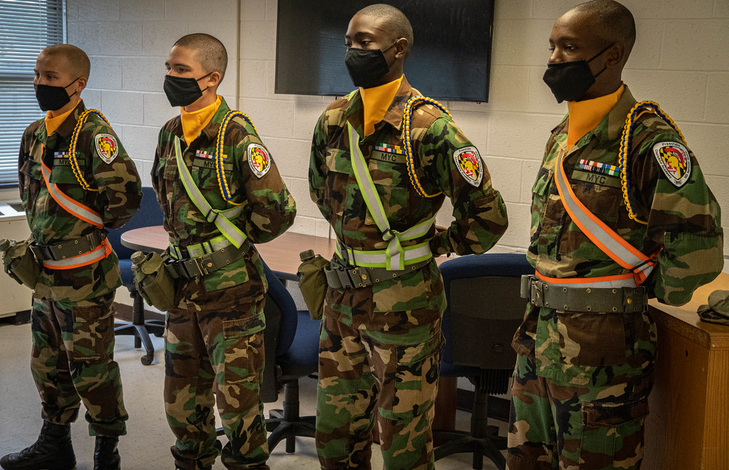 Freestate ChalleNGe Academy Cadets at Attention During APG Maryland Leadership Visit, October 2021