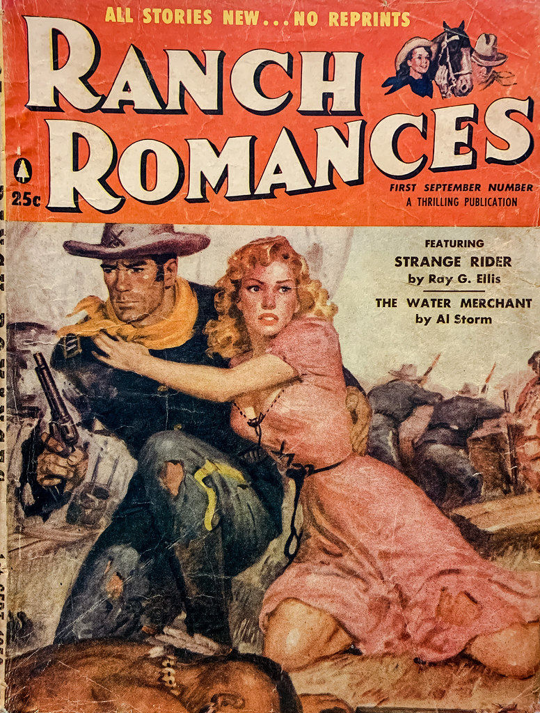 “Ranch Romances,” Vol. 200, No. 1 (August 24, 1956). Cover art by Sam ...