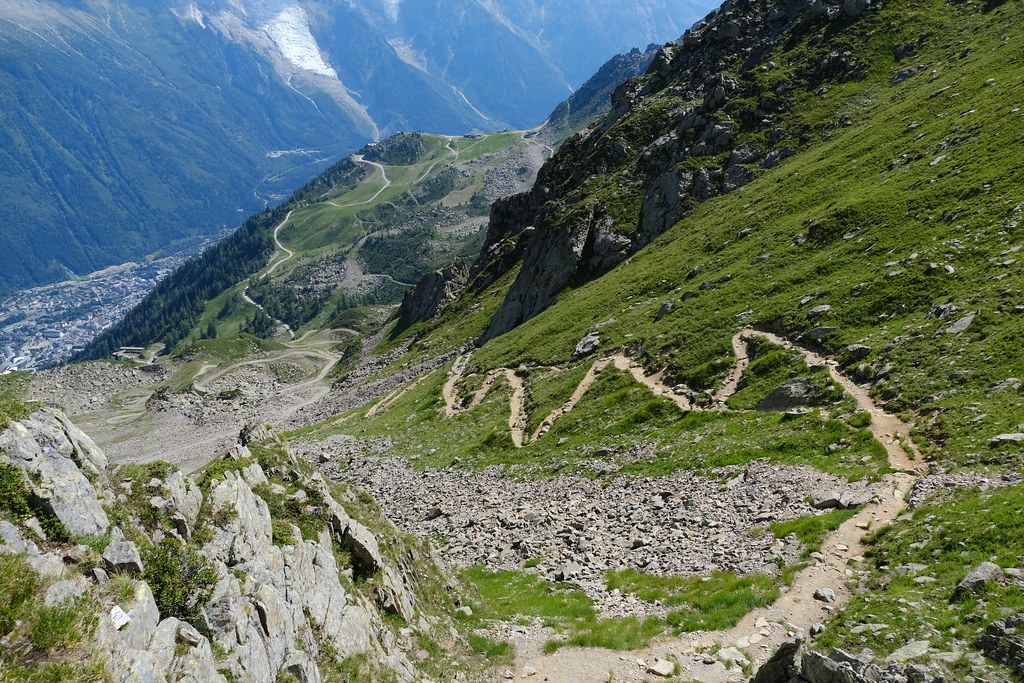 Winding Alpine Ridge Trail above the Chamonix Valley, Mont Blanc Massif