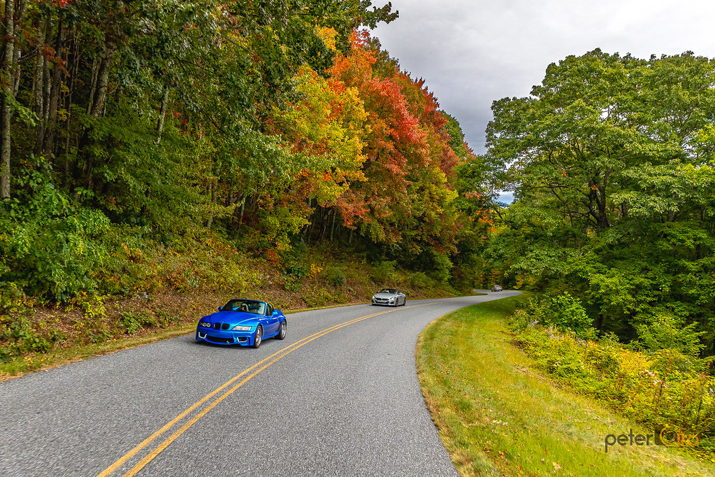 Fall Colors with Sports Cars on the Blue Ridge Parkway.