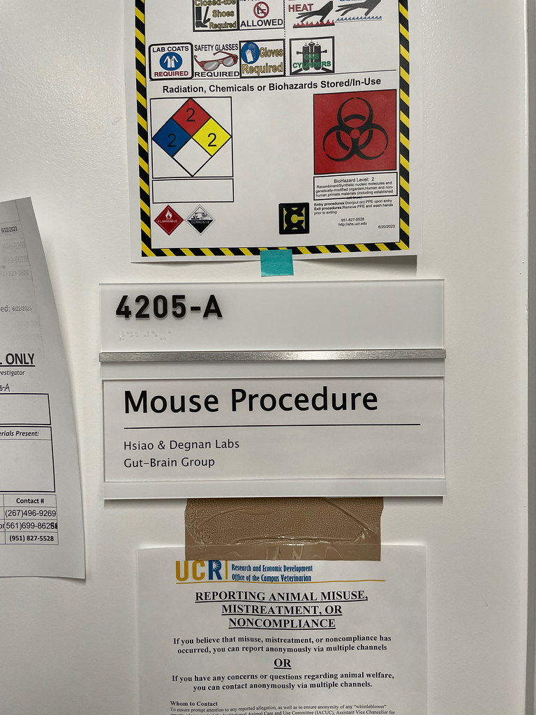 Mouse Procedure — 4205-A Lab Signage for Hsiao & Degnan Labs, Gut-Brain Group