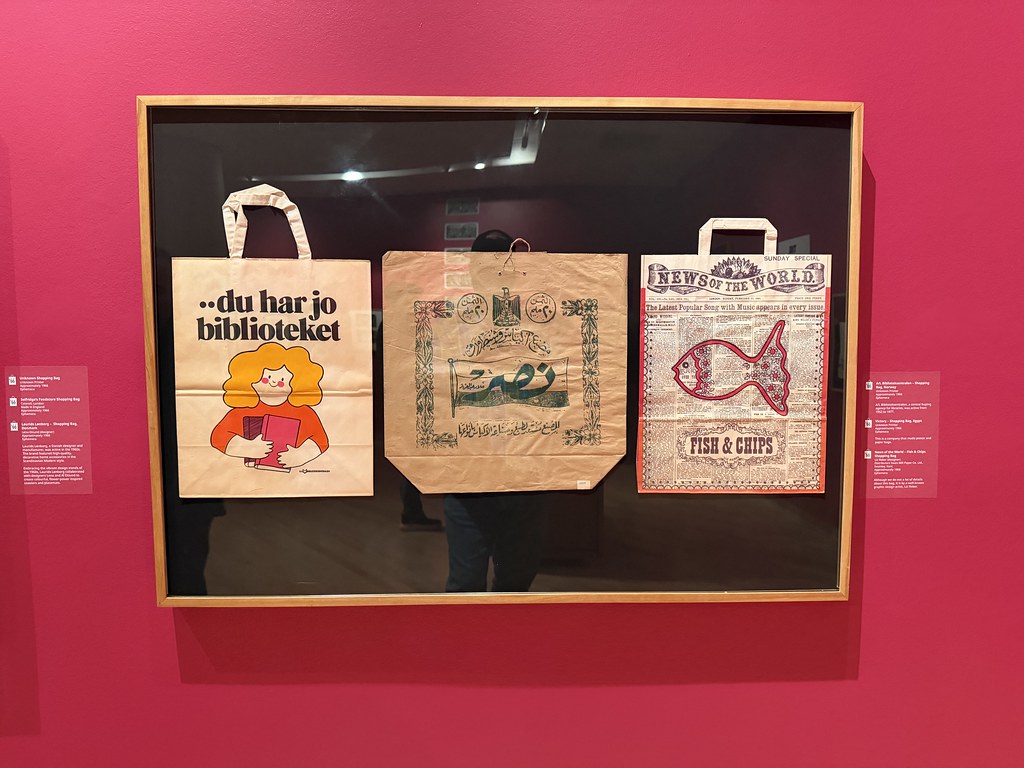 Retail Retrospective: Framed Tote Bag Trio on a Magenta Gallery Wall