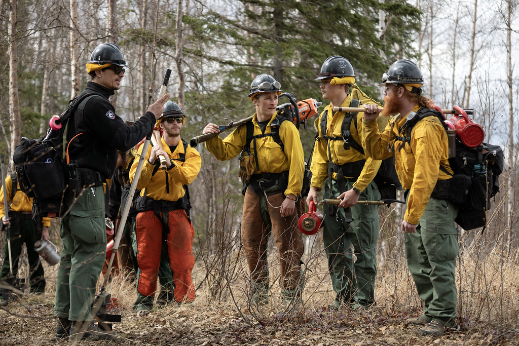 Joint-Agency Prescribed Burn Training at Joint Base Elmendorf-Richardson: Alaska ANG, USAF Civil Engineers, and Alaska DFFP Fire Crews Coordinate Safety Briefing and Equipment