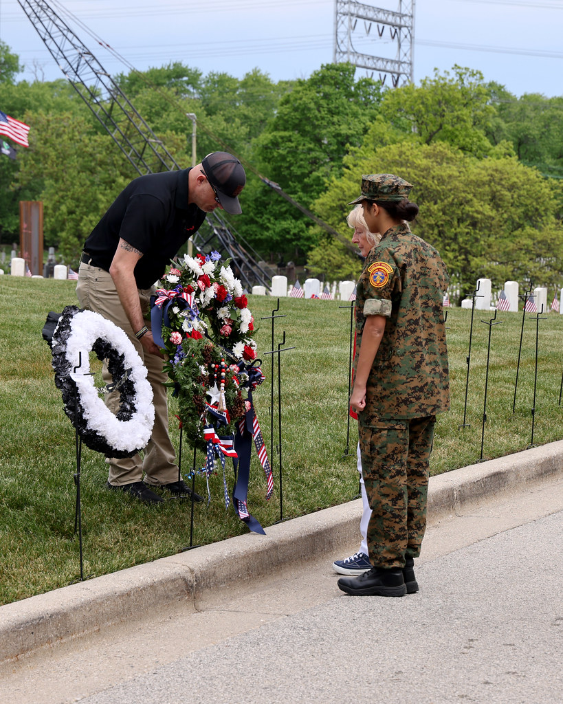 Wreath Laying at Wood National Cemetery During Memorial Day Observance by Milwaukee VA