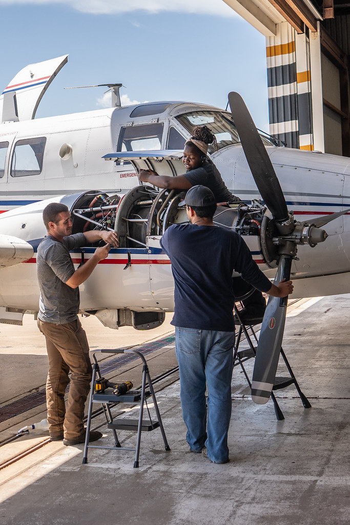 Maintenance Crew Servicing APHIS New World Screwworm Sterile Insect Release Aircraft at South Texas International Airport, Edinburg, TX, July 2, 2026