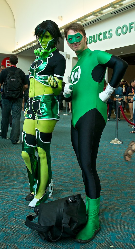 Green Lantern Cosplay Duo at SDCC 2012: Neon-Accented Armor Meets Classic Lantern Suit