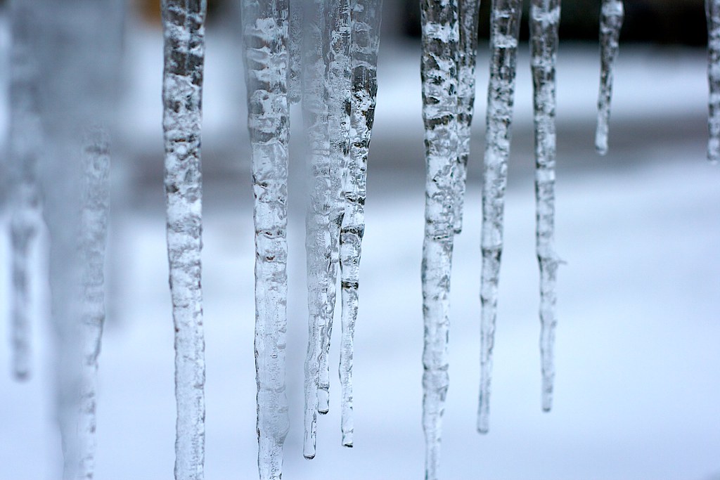 Crystalline icicles in a Vermont ice storm, December 2013