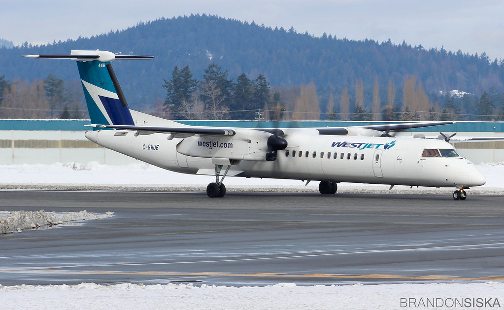 C-GWUE WestJet Encore Bombardier Q400@YYJ 16Feb19 | Prop blu… | Flickr